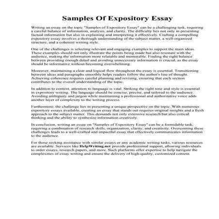 Samples Of Expository Essay. Expository Essay: Examples and Tips of a ...