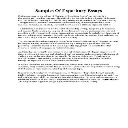 Samples Of Expository Essays. What Is an Expository Essay? Examples and ...