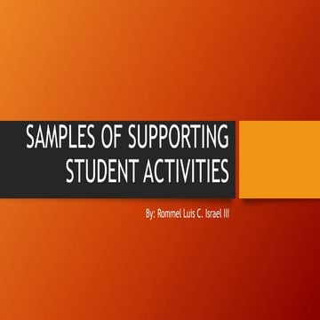Samples Of Supporting Students Activities | PPTX
