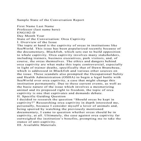 Sample State of the Conversation ReportFirst Name Last Name .docx ...