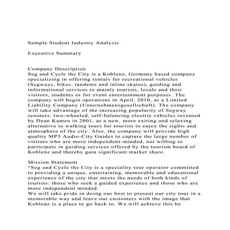 Sample Student Industry AnalysisExecutive SummaryCom.docx