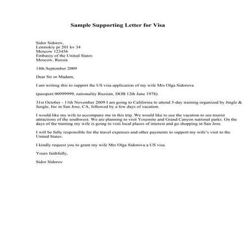 Sample Employment Letter For Visa