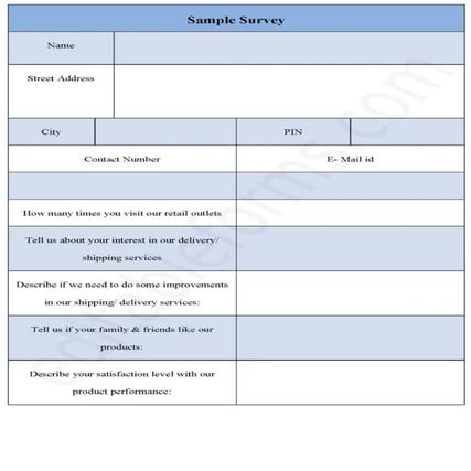 Sample Survey Fillable PDF Form template | PDF