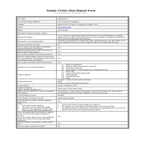 Sample twitter data deposit form | DOCX