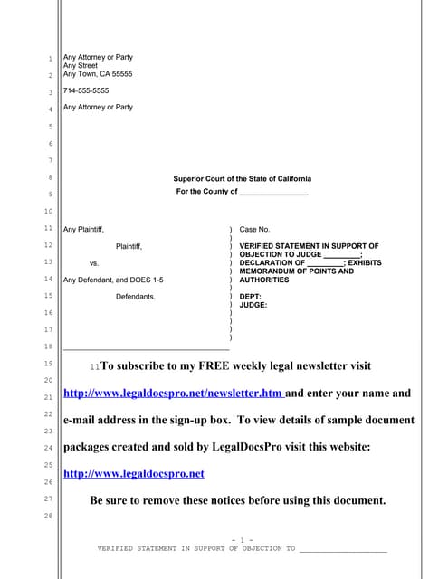 Sample California motion to vacate default judgment under ccp section ...