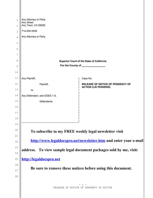 Sample Notice of Errata for California | DOC | Legal Services Industry ...