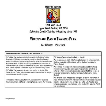 Sample workplace based_training_plan_ | PDF