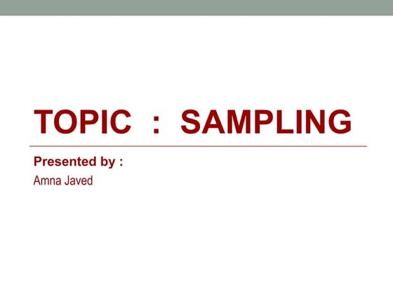 Sample Designs and Sampling Procedures | PPT