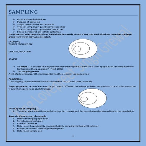 Sampling ,types ,advantages and disadvantages of the sampling | DOCX
