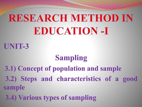 Using IDEA to Create a Sampling Methodology | PPT