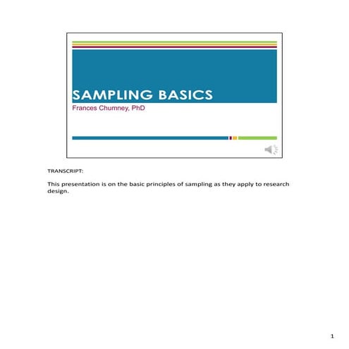 SAMPLING BASICS IN RESEARCH METHODLOGY $ | PDF