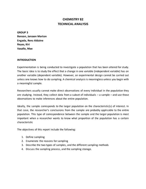 Sampling in Analytical Chemistry | PPTX