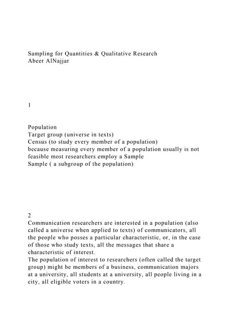 Concept of Sample & Universe | PPT