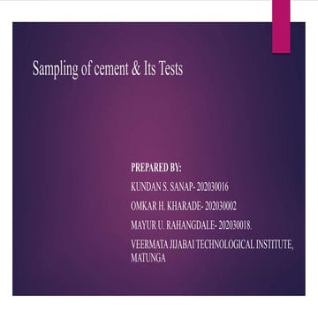 Sampling of cement & its tests | PPTX