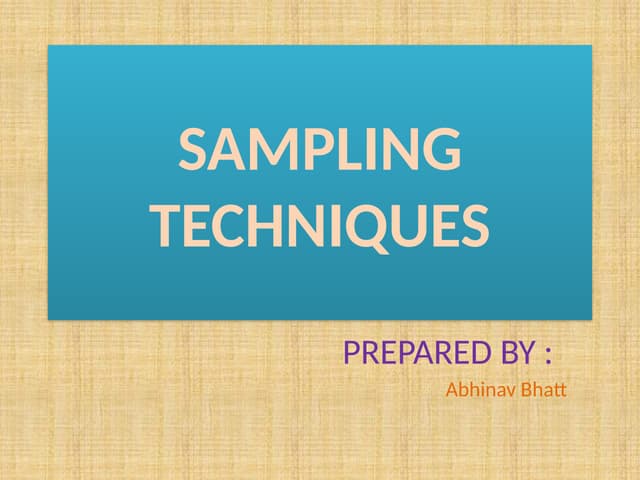 Criteria of selecting a sampling procedure | PPTX