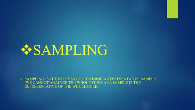 Sampling in Analytical Chemistry | PPTX