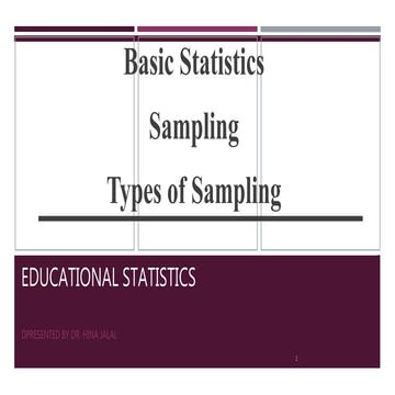 Basics of Educational Statistics (Sampling and Types) | PPT