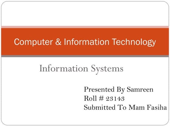 Computer based information system | PPTX | Operating Systems | Computer ...
