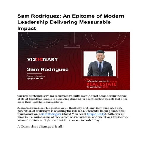 Sam Rodriguez_ An Epitome of Modern Leadership Delivering Measurable ...