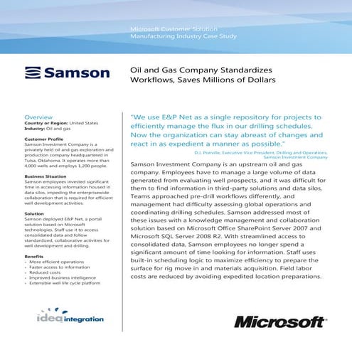 Oil and Gas Company Standardizes Workflows, Saves Millions of Dollars | PDF