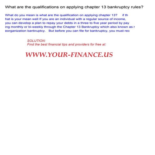 What are the qualifications on applying chapter 13 bankruptcy rules? | PDF