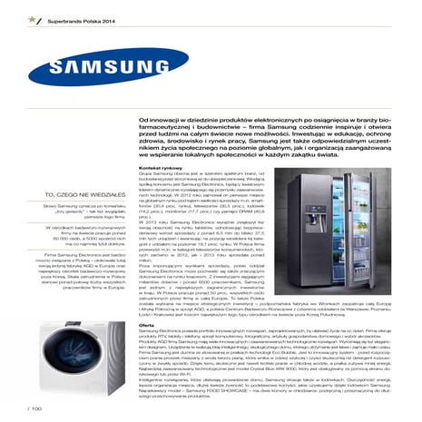 Case study marki Samsung z Albumu Superbrands Polska 2014 | PDF