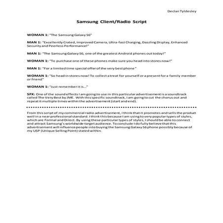 Samsung Client_Radio Script | DOCX