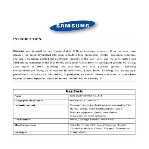 Samsung Company Presentation | PPTX