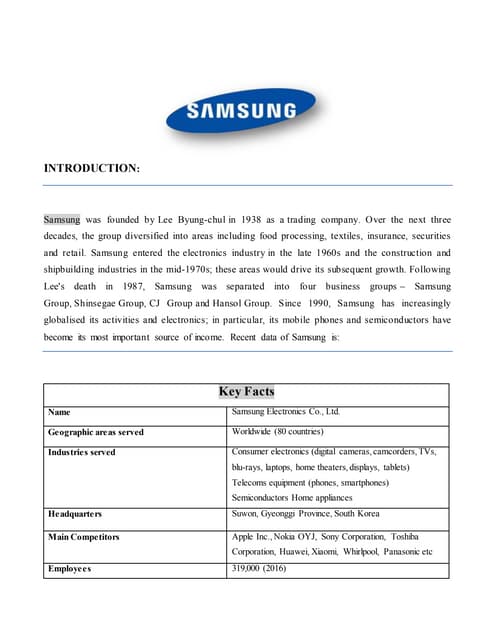 Samsung Company Presentation | PPTX