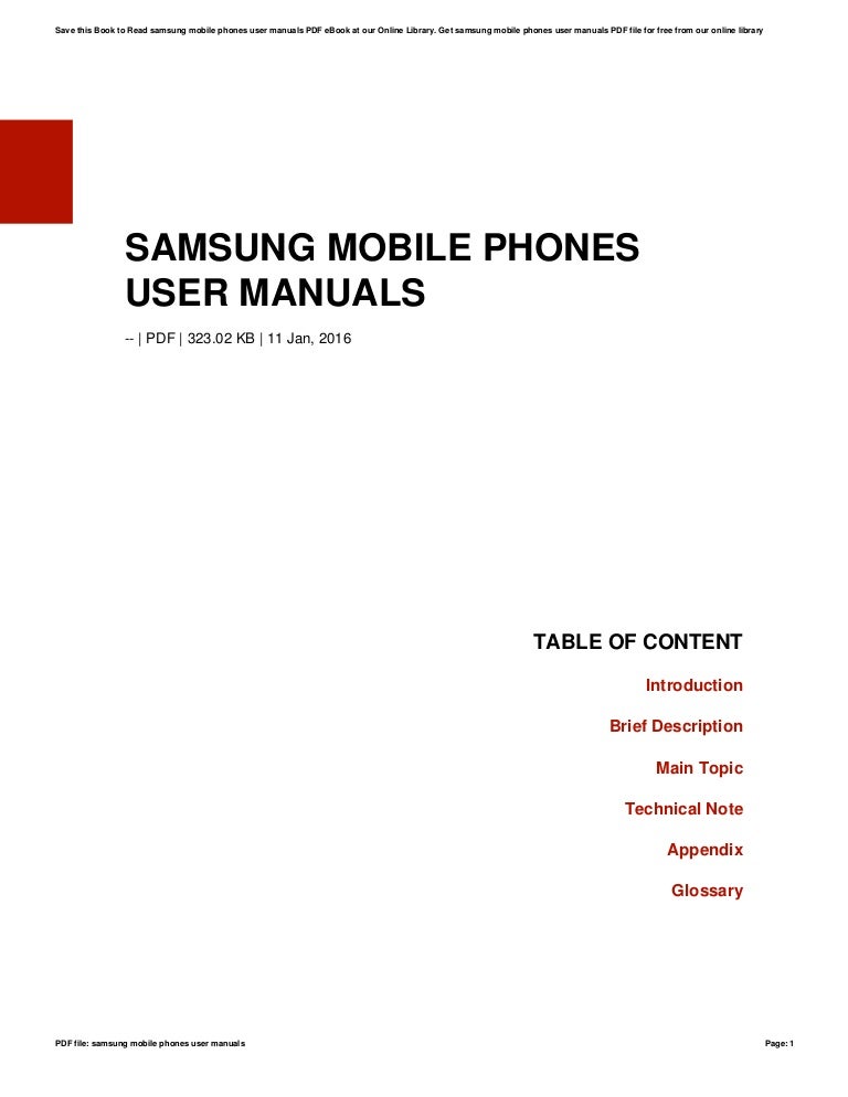 Samsung mobile phones user manuals
