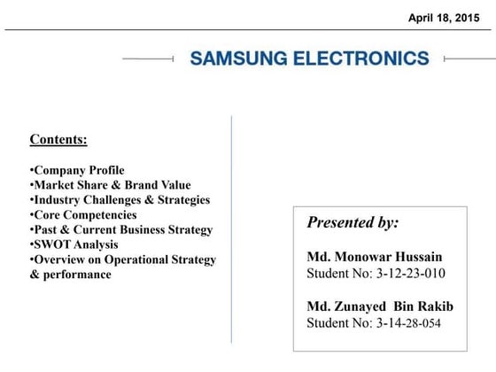 Samsung - Operations Strategy | PPTX | Large Business | Business