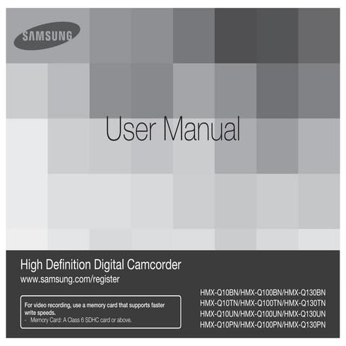 Samsung Camcorder Q10 User Manual | PDF | Home Appliances | Home & Garden