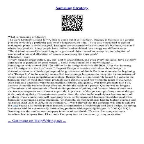 Samsung Strategy | PDF