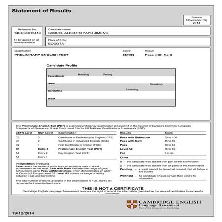 SAMUEL PAPÚ - STATEMENT OF RESULT | PDF