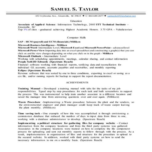 Samuel taylor resume | DOCX