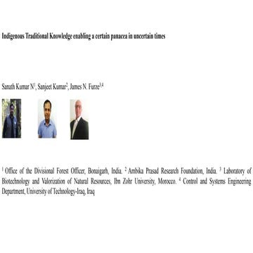 Sanath Kumar et al (2022) Indigenous traditional knowledge enabling a ...