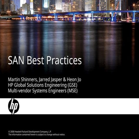 Storage Area Network Best Practices from HP | PPT