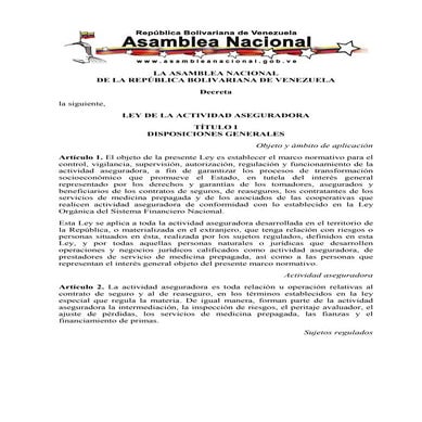 Ley de la Actividad Aseguradora | PDF