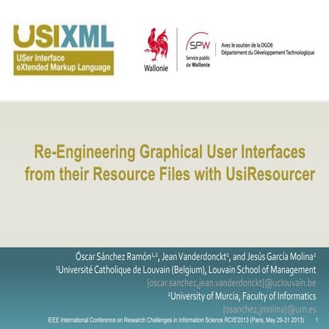 Re-Engineering Graphical User Interfaces from their Resource Files with UsiResourcer | PPT