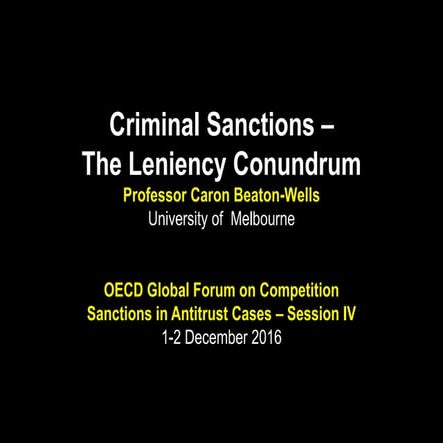 Sanctions in Anti-trust cases – Prof. Caron BEATON-WELLS – University ...