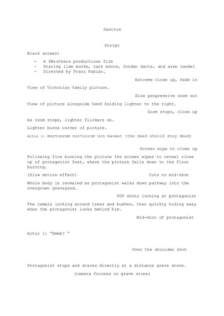 The project - Opening Scene Script | PDF