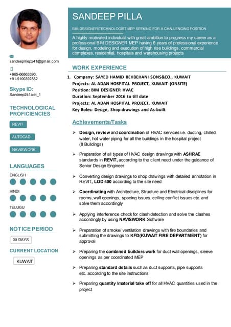 CV_ BIM Revit Mep Modeler & Draftsman | DOCX