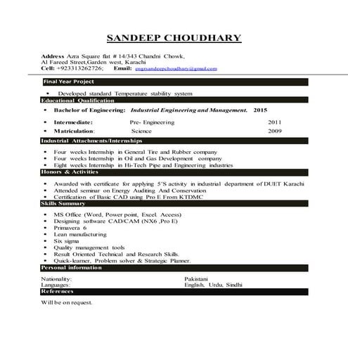 Sandeep updated cv (1) | DOCX | Business and Finance