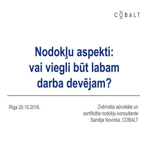 Darbinieku motivēšanas pasākumu nodokļu aspekti | PDF