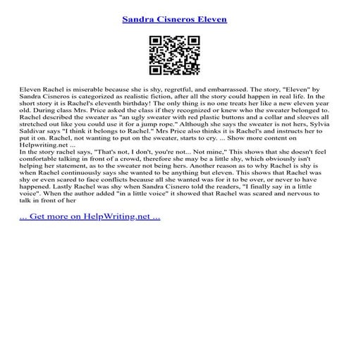 Sandra Cisneros Eleven | PDF