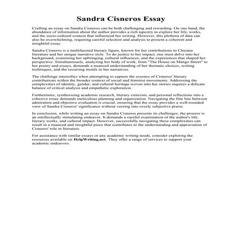 Sandra Cisneros Essay. Sandra cisneros literary criticism. Feminist ...