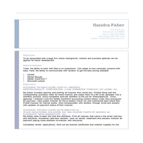 Sandra faber resume 2016 | DOCX