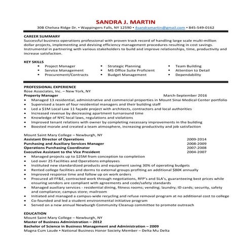 Sandra Martin's Resume - Property Manager | PDF