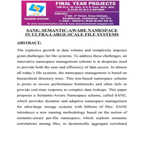 Sane semantic-aware namespace in ultra-large-scale file systems | DOC