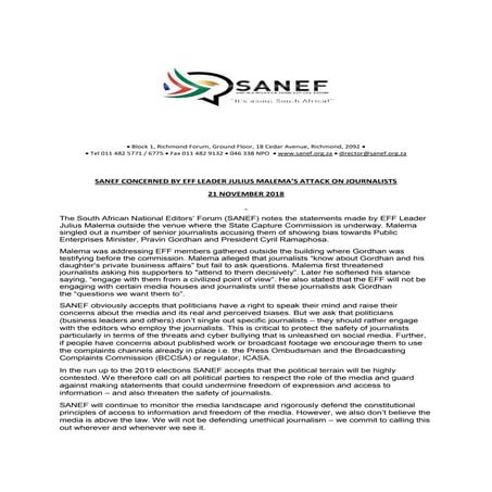 Sanef is shocked by the actions of communications minister stella ...